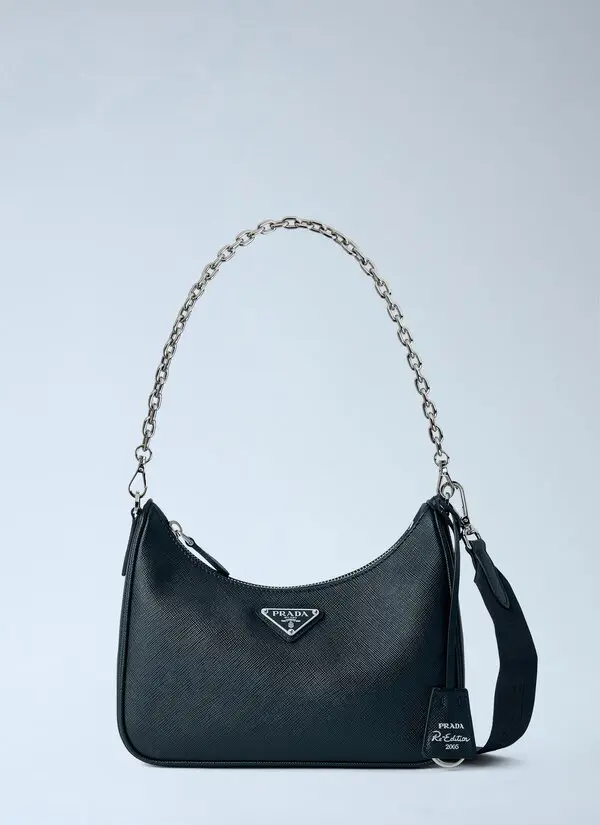 Prada Re-edition 2005 Saffiano Shoulder Bag - Black