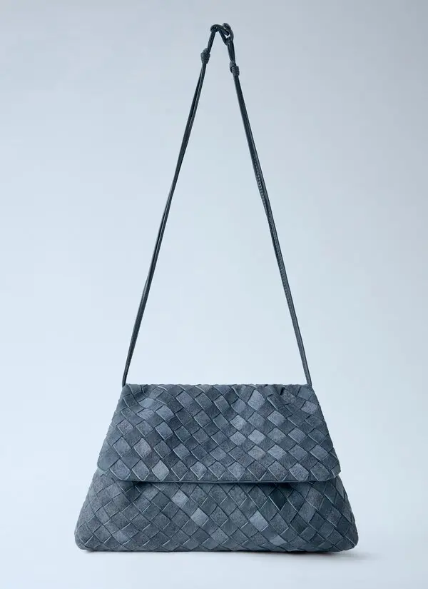 Bottega Veneta Giorno Suede Shoulder Bag - Gray