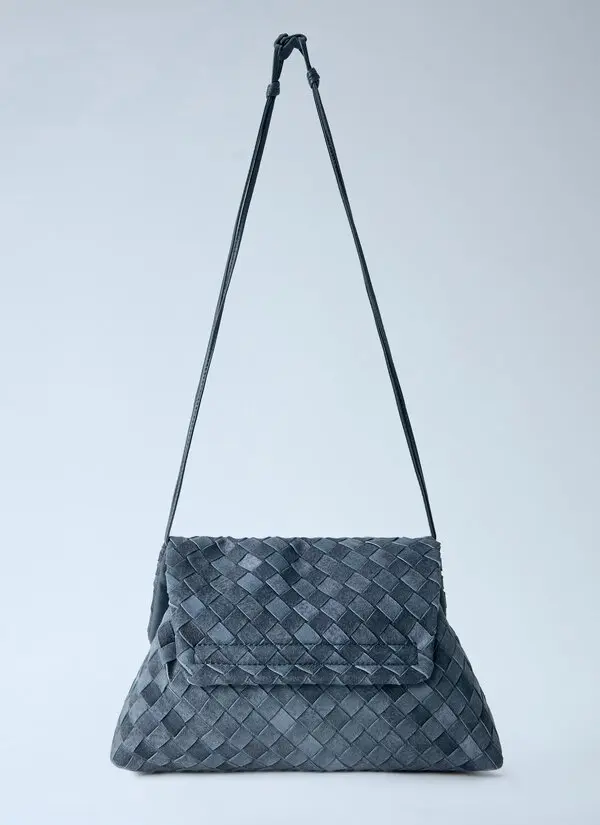Bottega Veneta Giorno Suede Shoulder Bag - Gray