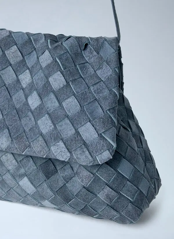 Bottega Veneta Giorno Suede Shoulder Bag - Gray