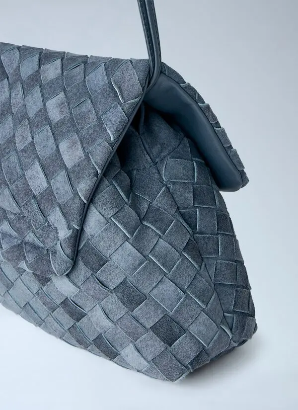 Bottega Veneta Giorno Suede Shoulder Bag - Gray