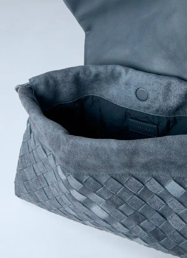 Bottega Veneta Giorno Suede Shoulder Bag - Gray