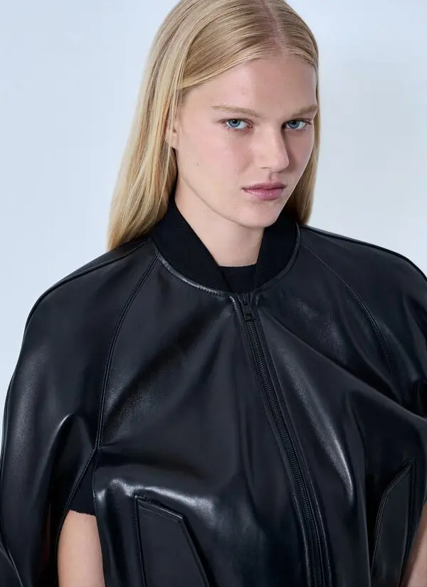 Balenciaga Structured Leather Bomber Jacket