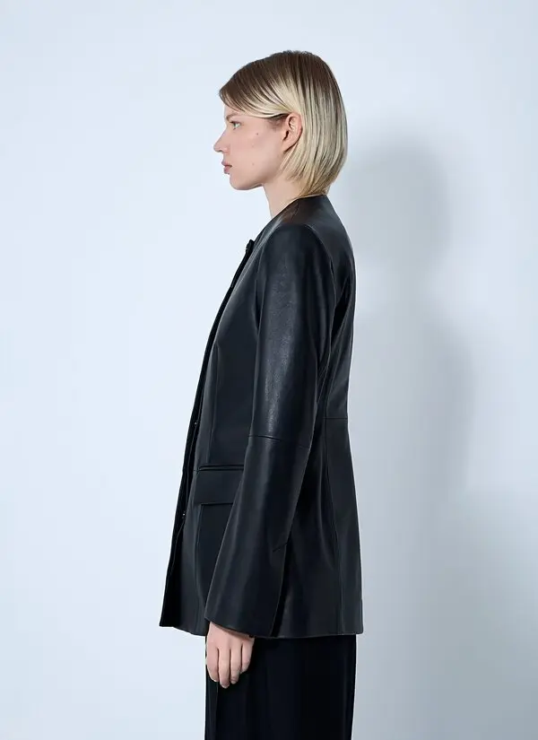 TOTEME Collarless Leather Jacket