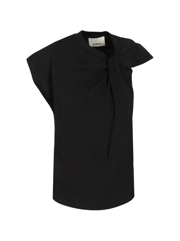 Isabel Marant Étoile Nayda Cotton Jersey T-shirt With Front Knot Detailing - Black