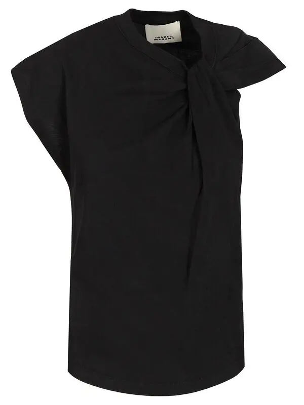 Isabel Marant Étoile Nayda Cotton Jersey T-shirt With Front Knot Detailing - Black