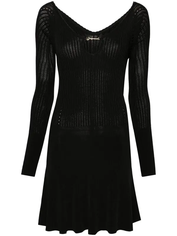 Jacquemus Pralu" Ribbed Viscose Mini Dress - Black