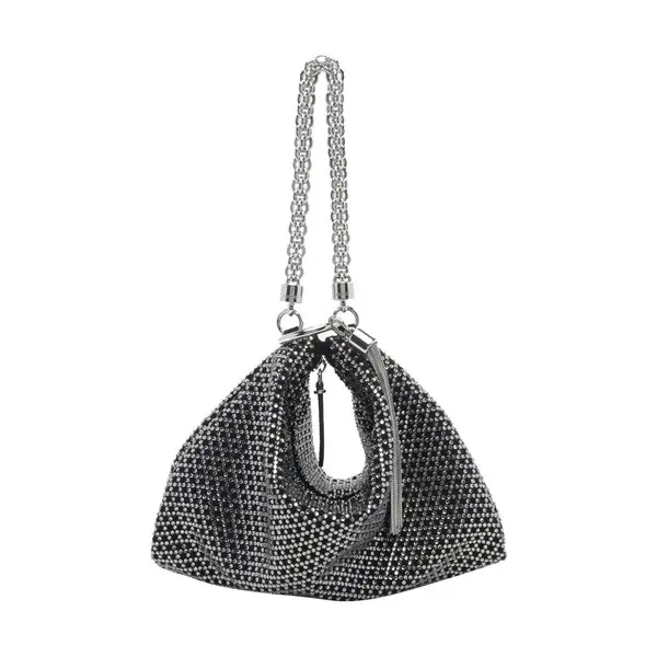 JIMMY CHOO Callie Chain Handle Bag With Crystals And Tassels - Black