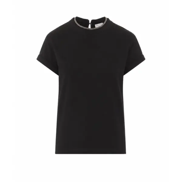 Brunello Cucinelli T-shirt With Monile Detail - Black