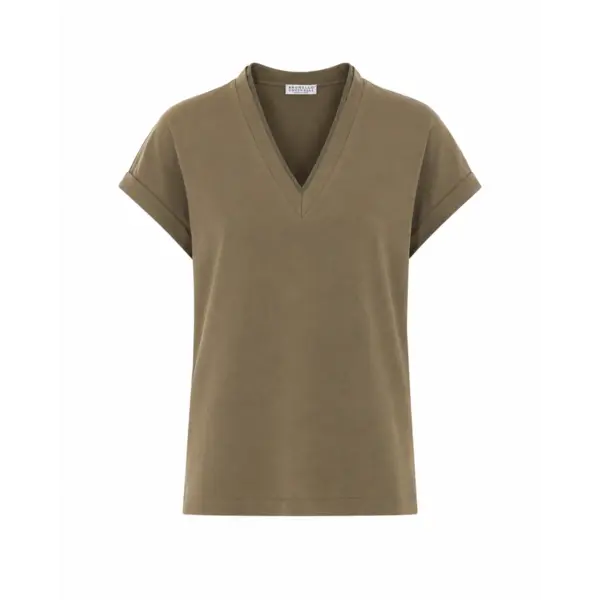 Brunello Cucinelli T-shirt With Monile Detail - Green
