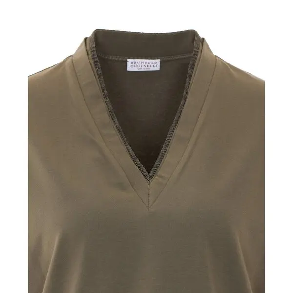 Brunello Cucinelli T-shirt With Monile Detail - Green