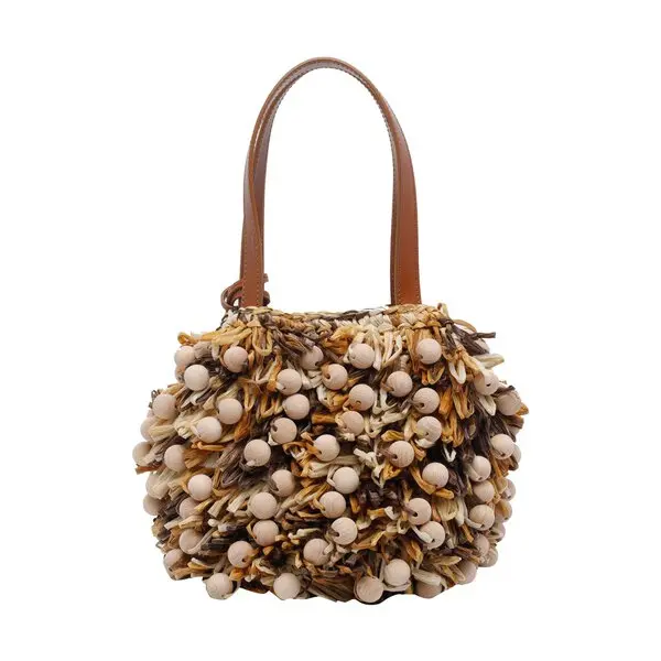 AQUAZZURA Mini Wood Pom Pom Handbag