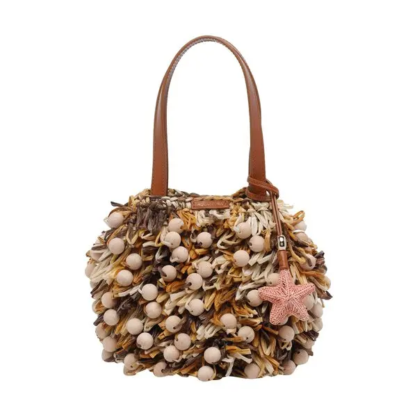 AQUAZZURA Mini Wood Pom Pom Handbag - Brown