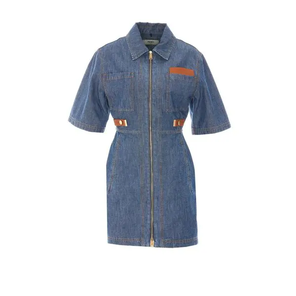Fendi Denim Dress With Maxi Patch
