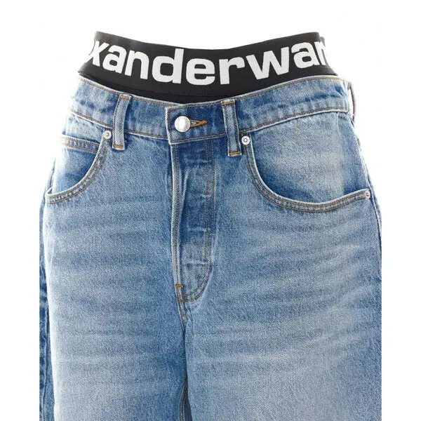 Alexander Wang Blow-up Jeans With Logo Bike Short Waistband - Blue