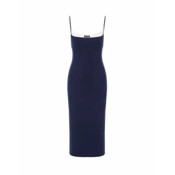 Miu Miu Logo Midi Jersey Stretch Dress