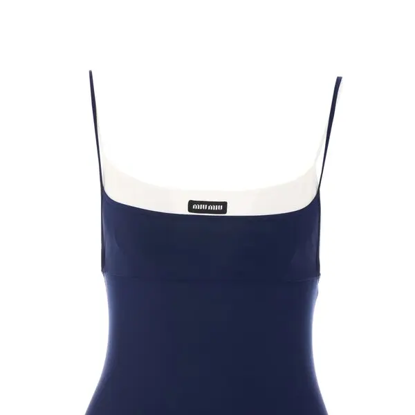 Miu Miu Logo Midi Jersey Stretch Dress