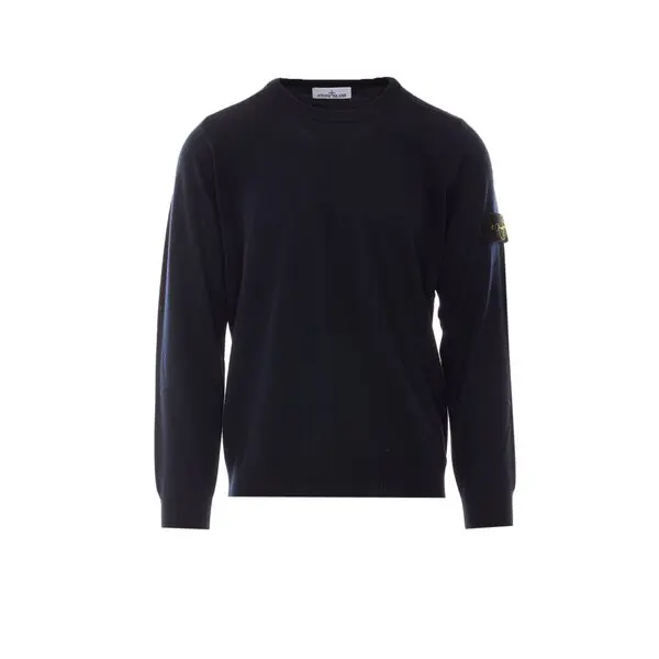 Stone Island Virgin Wool Crew Neck Sweater - Blue