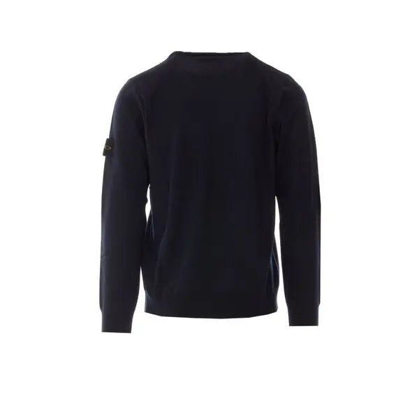 Stone Island Virgin Wool Crew Neck Sweater - Blue