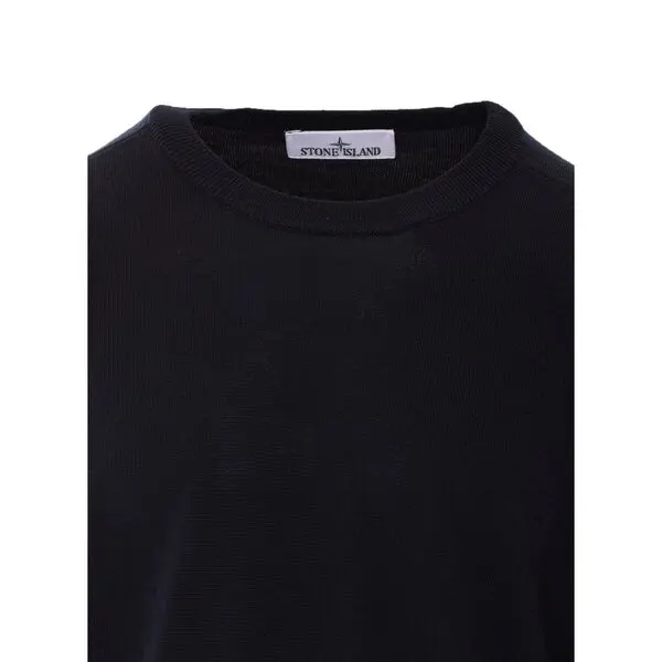 Stone Island Virgin Wool Crew Neck Sweater - Blue