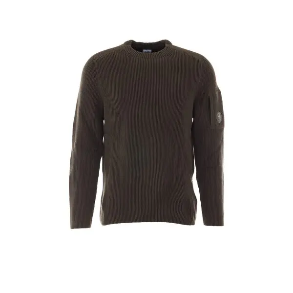 C.P. COMPANY Ribbed Lens Sweater - Brown