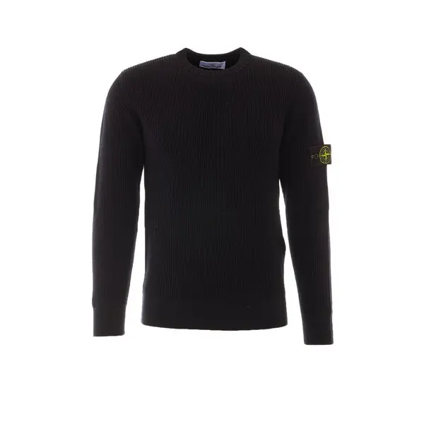 Stone Island Virgin Wool Crew Neck Sweater - Blue