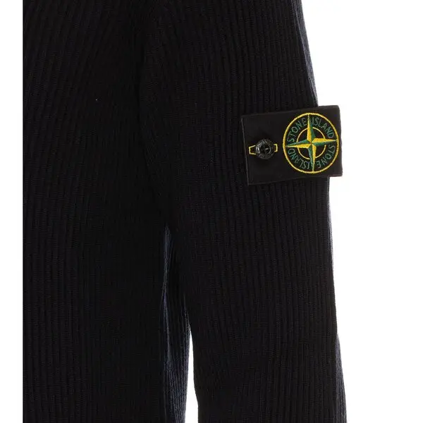Stone Island Virgin Wool Crew Neck Sweater - Blue