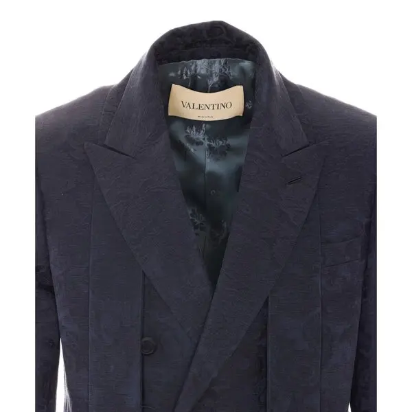 Valentino Garavani Double Breasted Jacket With Fringed Scarf