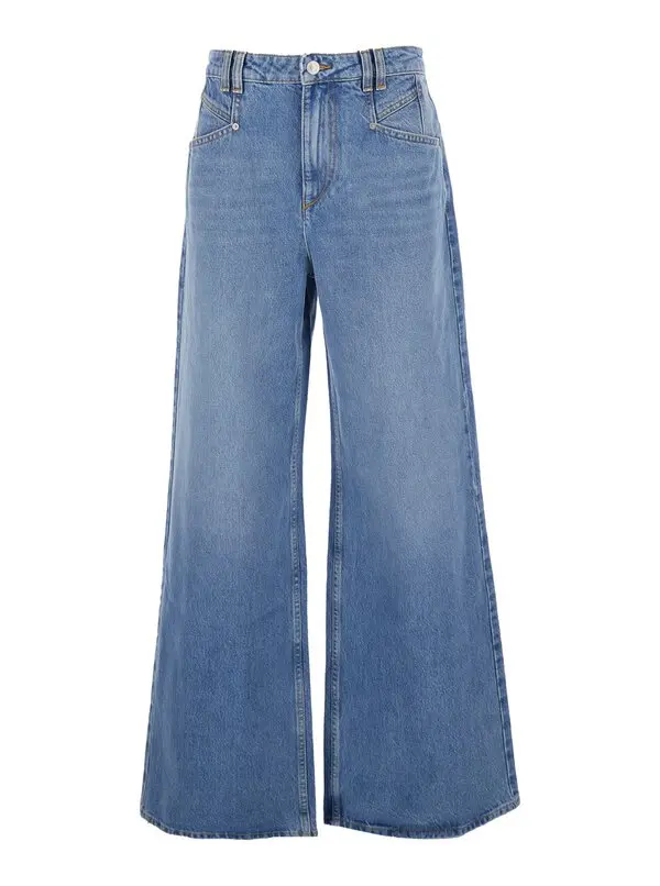 Isabel Marant Étoile Lemony' Blue Jeans With Logo Patch On The Rear In Denim - Multicolor