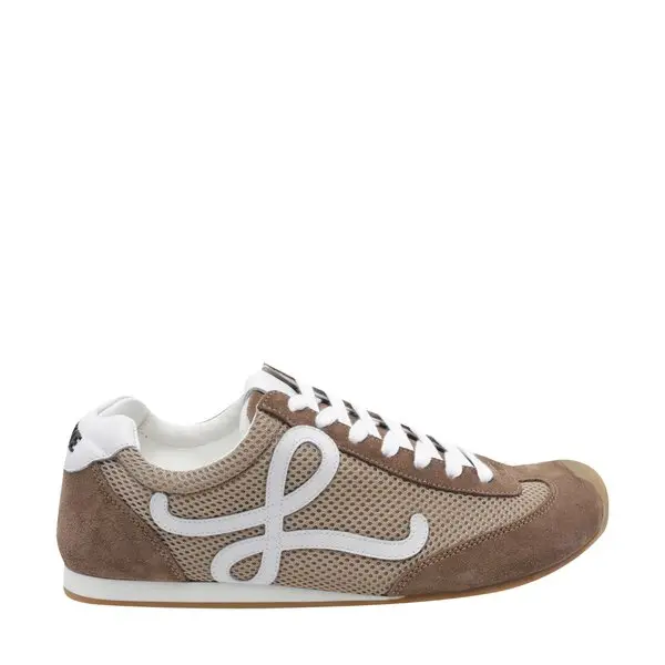 Loewe Suede And Fishnet Ballet Runner 2.0 Sneakers - Cream