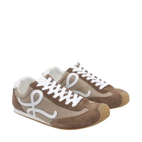 Loewe Suede And Fishnet Ballet Runner 2.0 Sneakers - Cream