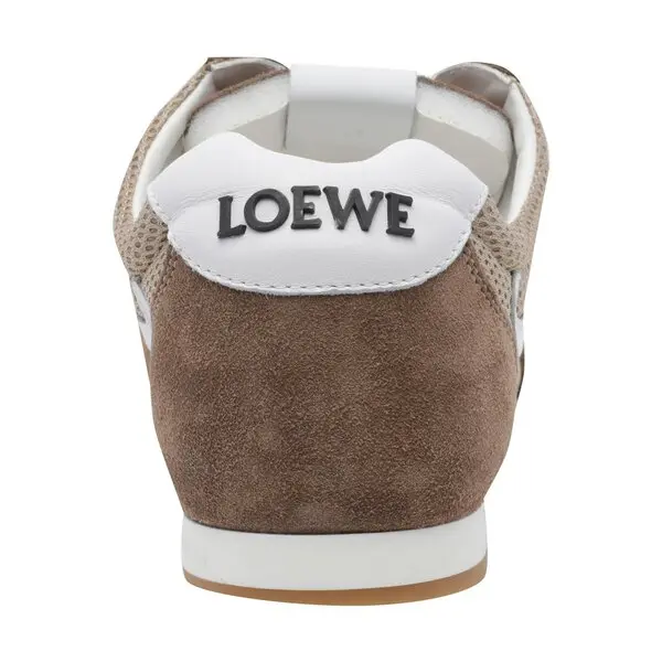 Loewe Suede And Fishnet Ballet Runner 2.0 Sneakers - Cream