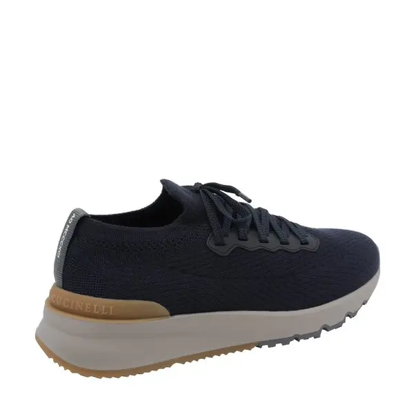 Brunello Cucinelli Fabric & Rubber Lace-up Sneakers Made In Italy