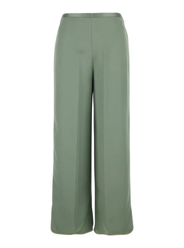 FORTE_FORTE Wide Leg Viscose Blend Pants - Green