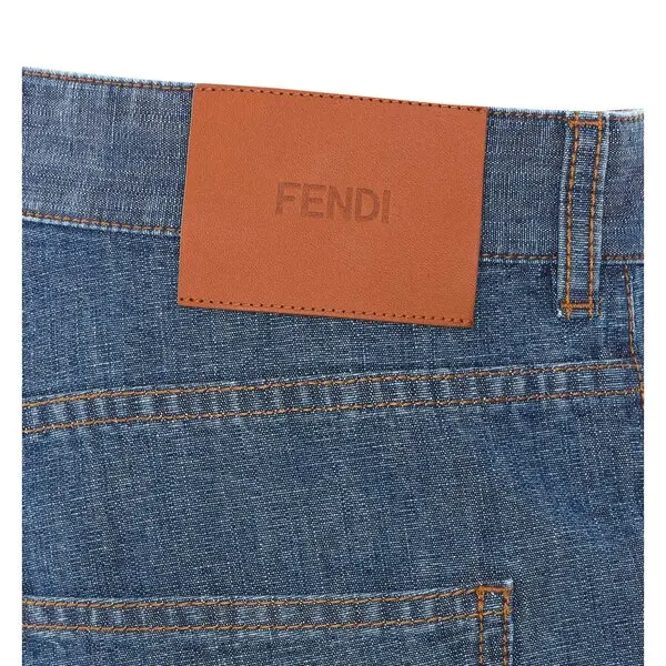 Fendi Ff Logo Denim Hot Pants - Blue