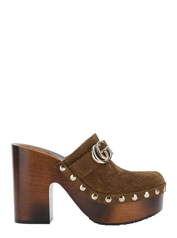 Gucci Gg Suede Studded Wedge - Multicolor