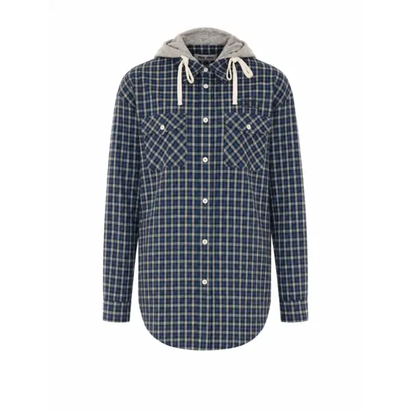 Miu Miu Check Print Long-sleeve Shirt - Blue