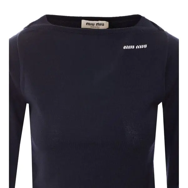 Miu Miu All-over Logo Print Virgin Wool Shirt - Blue