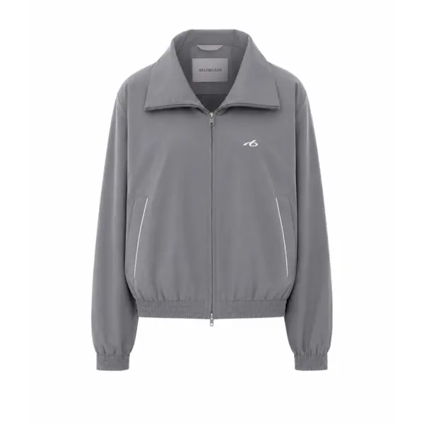 Balenciaga High Waist Logo Track Jacket - Gray