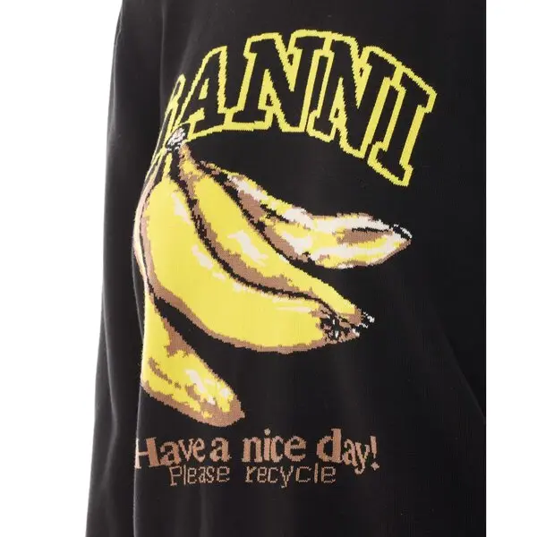 GANNI Logo Jumper With Banana Print - Black