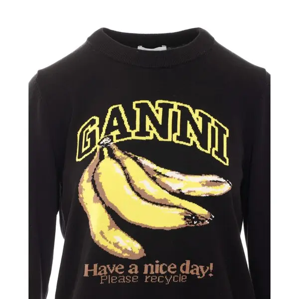 GANNI Logo Jumper With Banana Print - Black