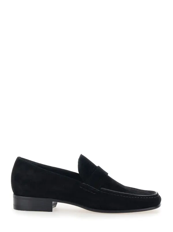 Phoebe Philo Black Pull-on Loafers In Suede