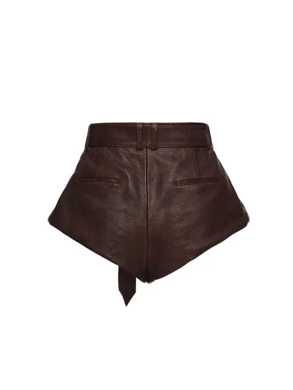 Magda Butrym Leather Flared Shorts - Brown