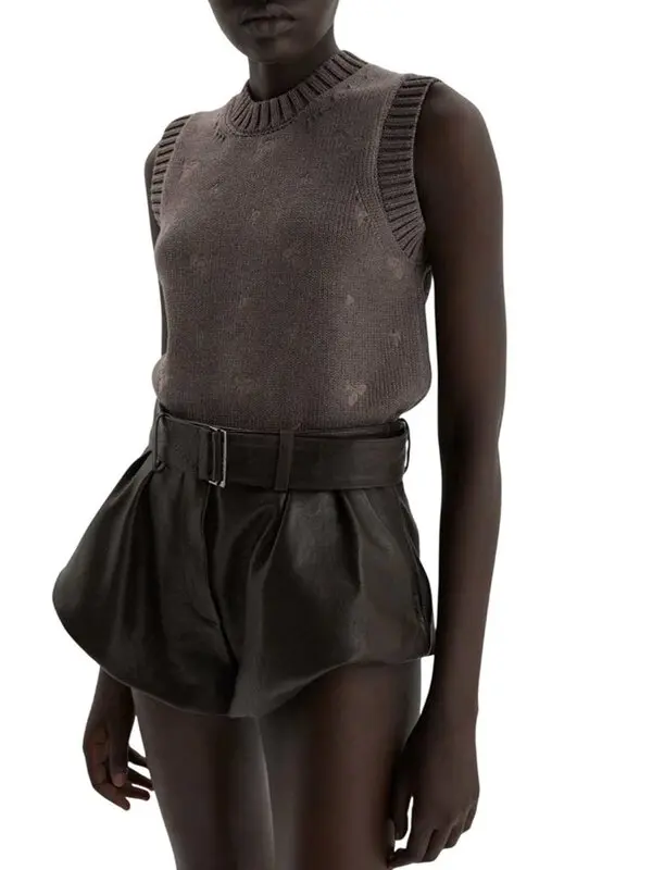 Magda Butrym Leather Flared Shorts - Brown