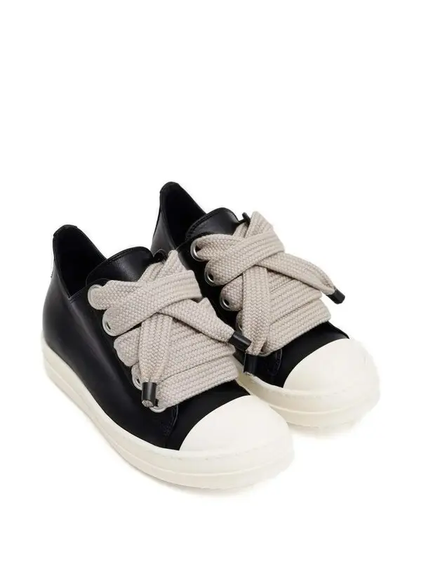Rick Owens Jumbolace Low Sneakers In Calfskin - Black