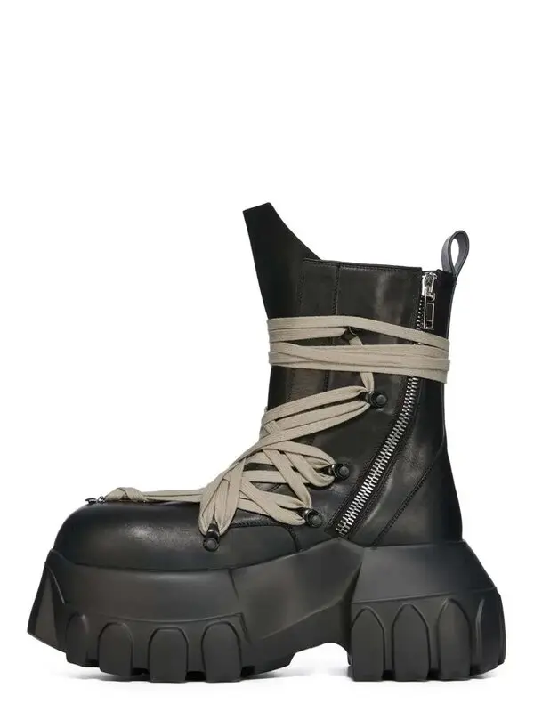 Rick Owens Leather Boots Megalace Mega Tractor