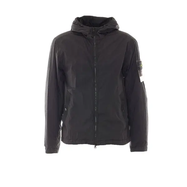Stone Island Garment Dyed Crinkle Reps Ny Logo Jacket - Black