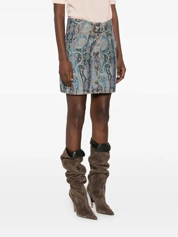 Etro Short Skirt With Buttons - Blue