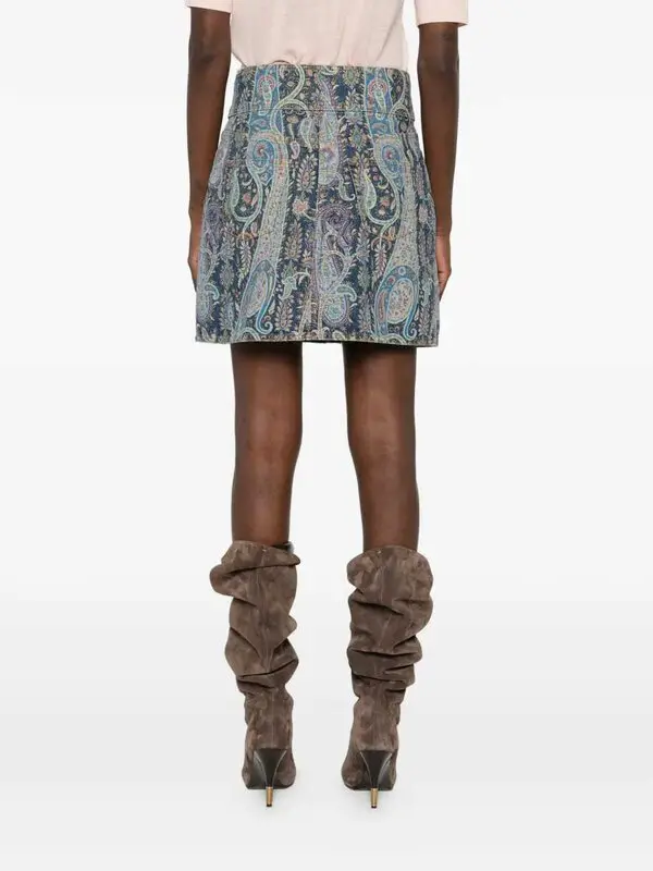 Etro Short Skirt With Buttons - Blue