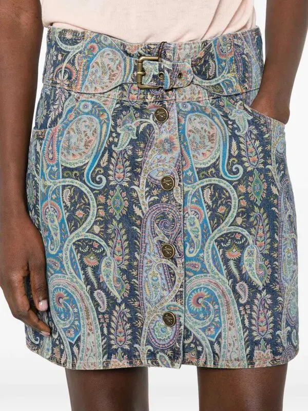 Etro Short Skirt With Buttons - Blue